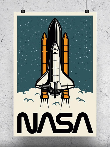 Rocket And Stars Poster - NASA Designs Size 24"x36"