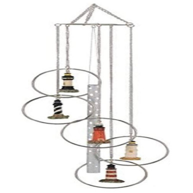5-Ring Polyresin Lighthouse Wind Chime 24 Inch Windchime New