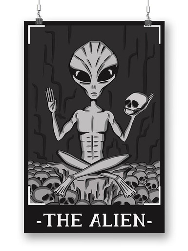 The Alien. Tarot Card Poster - SmartPrintsInk Designs Size 24"x36"