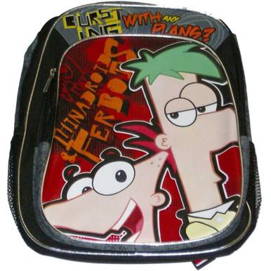 Disney Phineas & Ferb Backpack Phinadroid Ferbot Kids Travel Back Pack