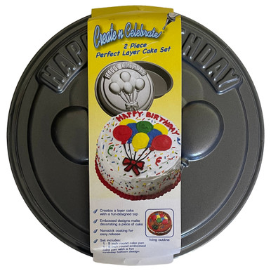 Create & Celebrate Happy Birthday 2 piece Metal 9 Inch Round Cake Pan