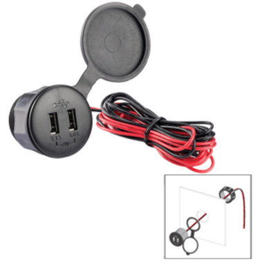 7" Gray 12V Poly-Planar USB-PM Panel Mount USB Charge Port | Christmas