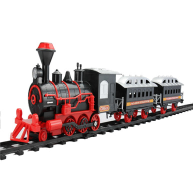 13-Piece Red & Black Battery Operated Lighted & Animated Train Set with ...
