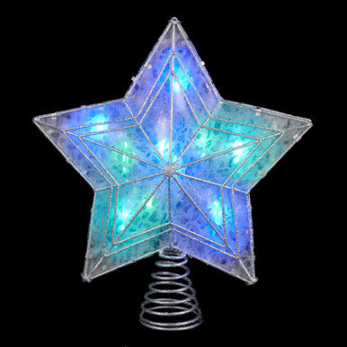 12" Lighted Silver & Clear Star Color Changing LED Christmas Tree ...