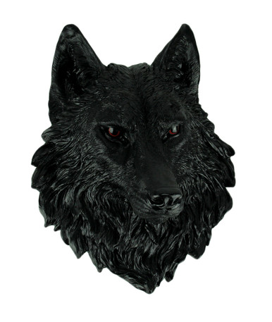 `Lucian` Black Wolf Head Mount Wall Statue Bust 16 Inch