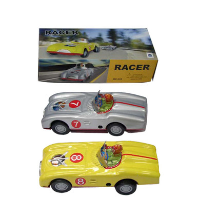 7" Vibrant Unique Collectible Tin Toy Small Racer Figure | Christmas