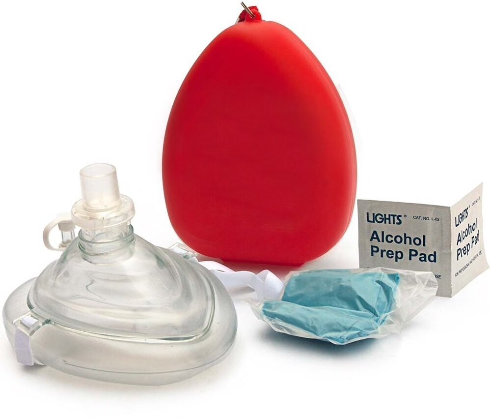 EverGuard CPR Pocket Mask - Red w/Gloves, Wipe | Live Action Safety