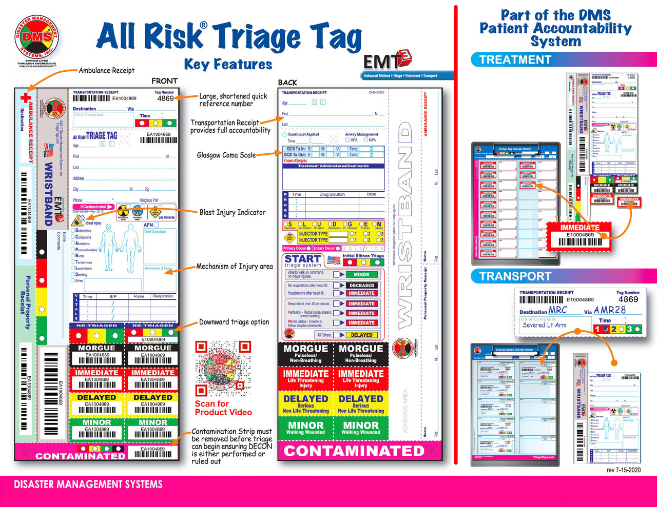 All Risk® Triage Tags With Patient Wristband - 50 Pack | Live Action Safety
