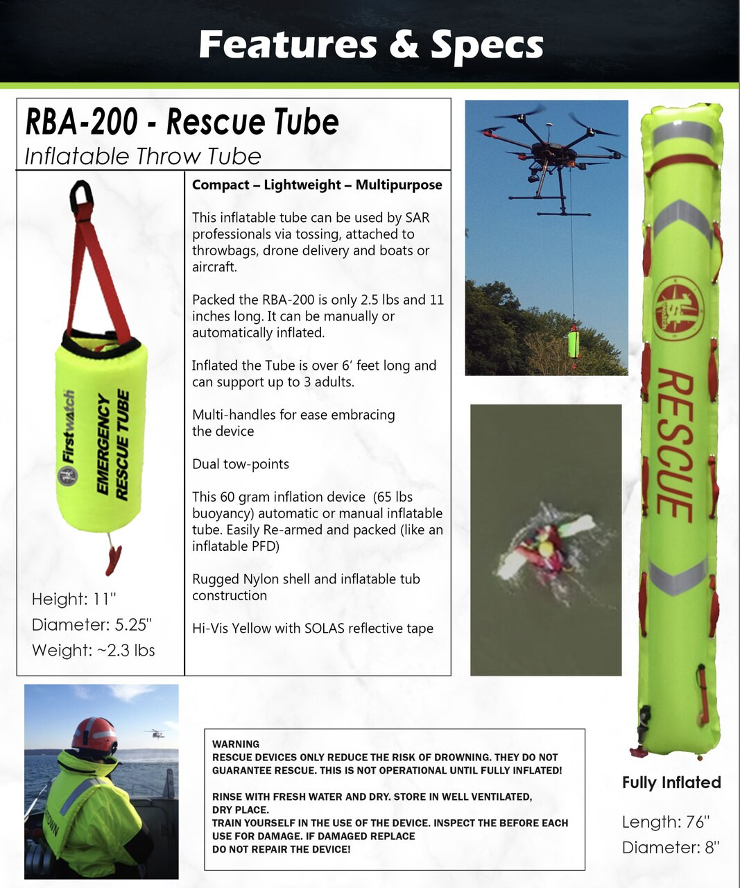 RBA-200 - Throw Device & Water Rescue Tube | Live Action Safety