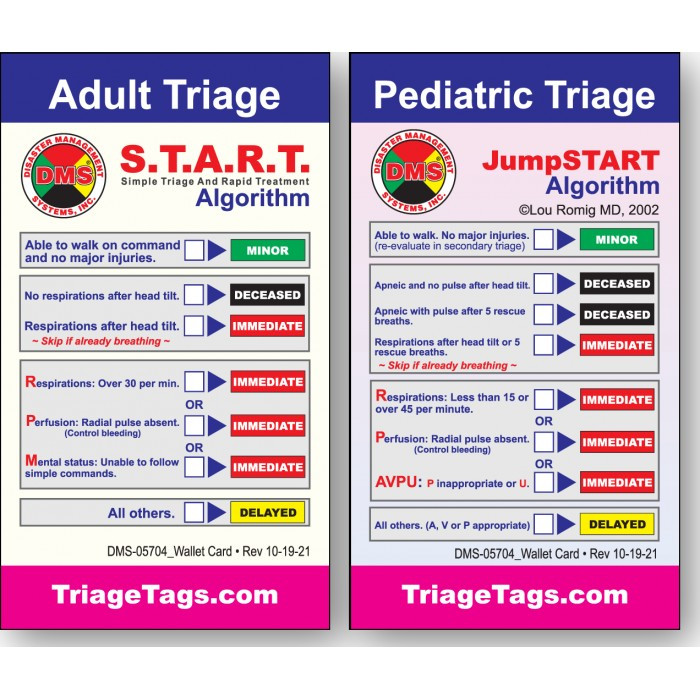 START/JumpSTART Triage Wallet Cards - 200 Pack | Live Action Safety