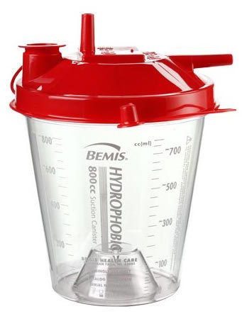 Bemis Hydrophobic Rigid Suction Canister - 800cc | Live Action Safety