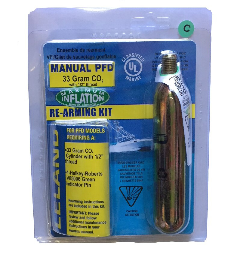 CO2 Re-Arm Pack for Manual Inflatable PFD - 33 Gram | Live Action Safety