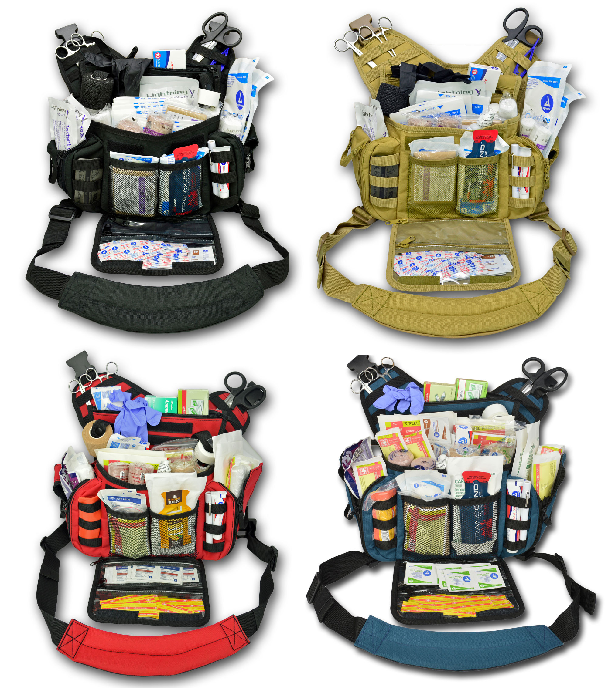 Lightning X Color Coded First Aid Medical Kit Accessory Pouches - 4 ...