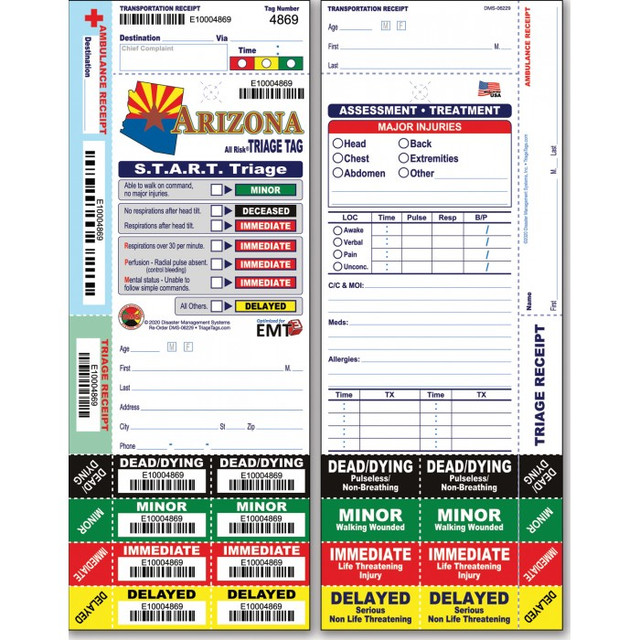 Economy Triage Tags - 50 Pack | Live Action Safety