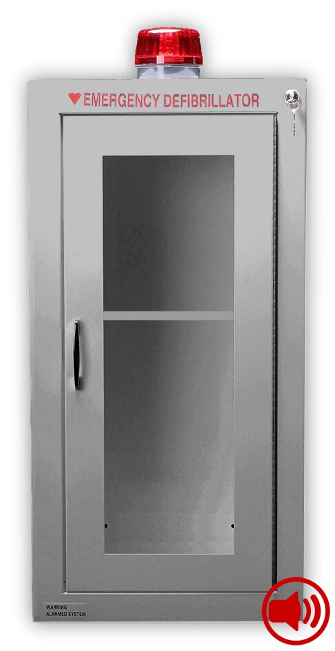 Tall Size Stainless Steel AED Wall Cabinet-Audible Alarm Strobe Light ...