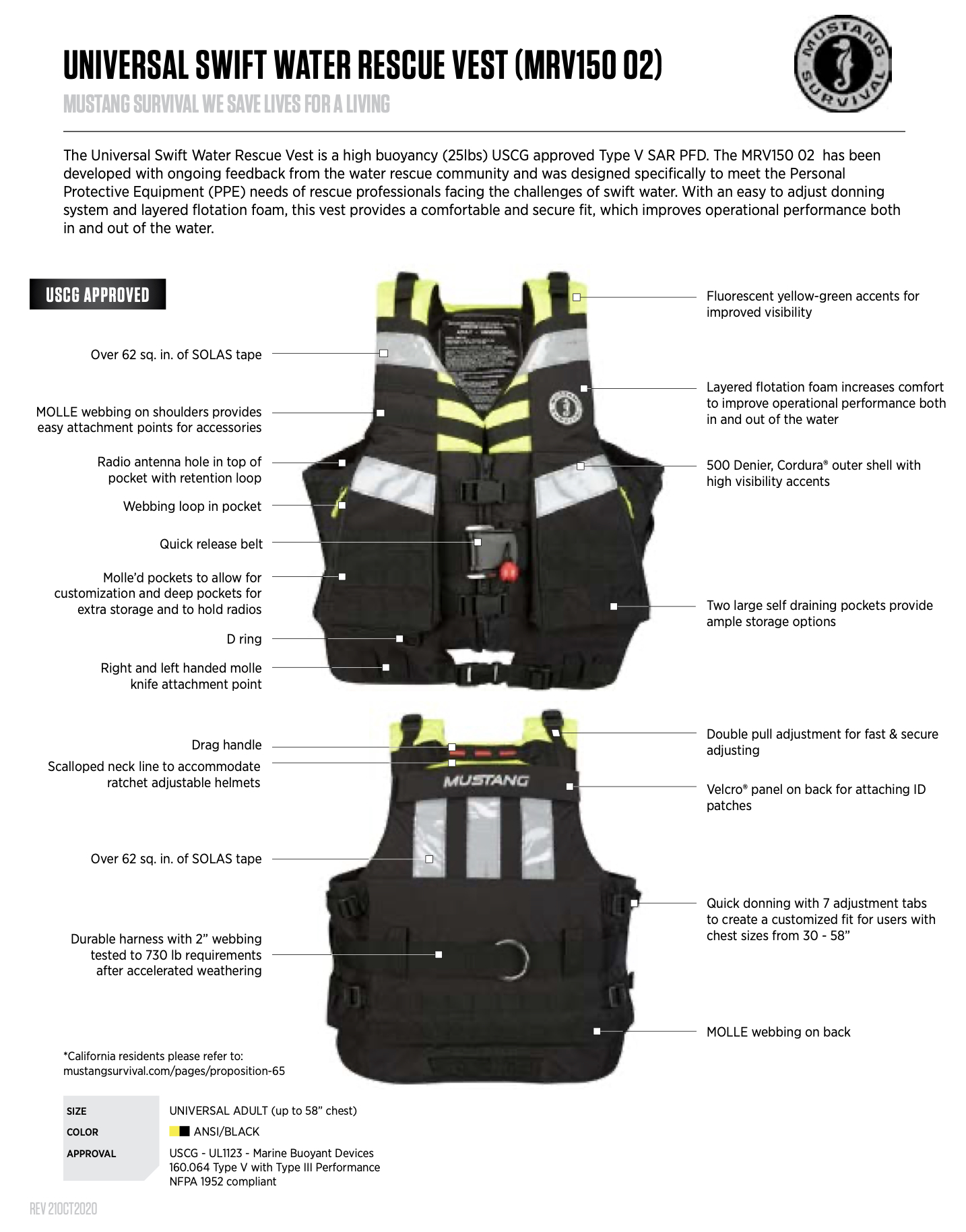 Mustang Universal Swiftwater PFD | Live Action Safety
