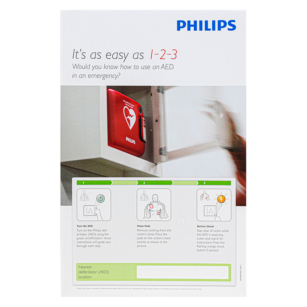Philips HeartStart AED Awareness Posters - (4 Pack) | Live Action Safety