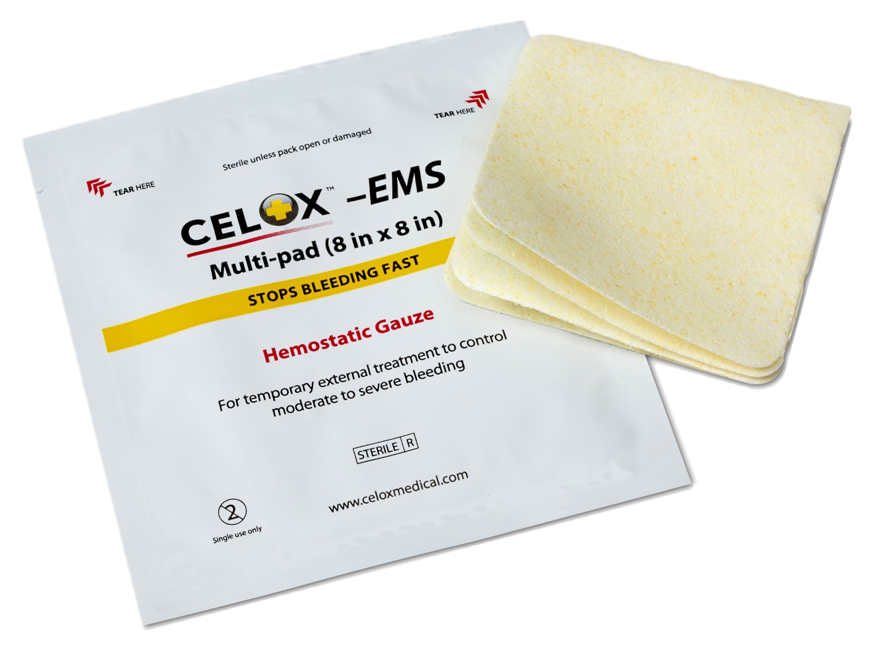 Celox EMS Hemostatic Gauze Pad - 8" x 8" | Live Action Safety