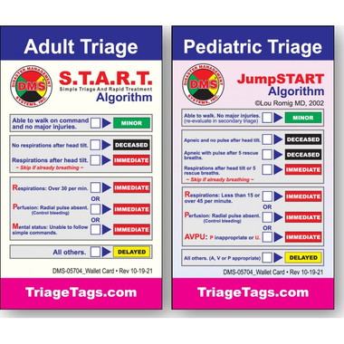 START/JumpSTART Triage Wallet Cards - 250 Pack | Live Action Safety