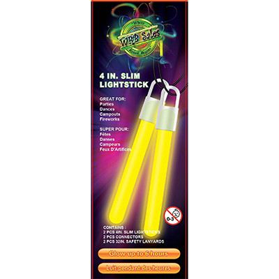 Yellow Glow Stick 4" 2 PK | WRB Sales Wholesale Canada