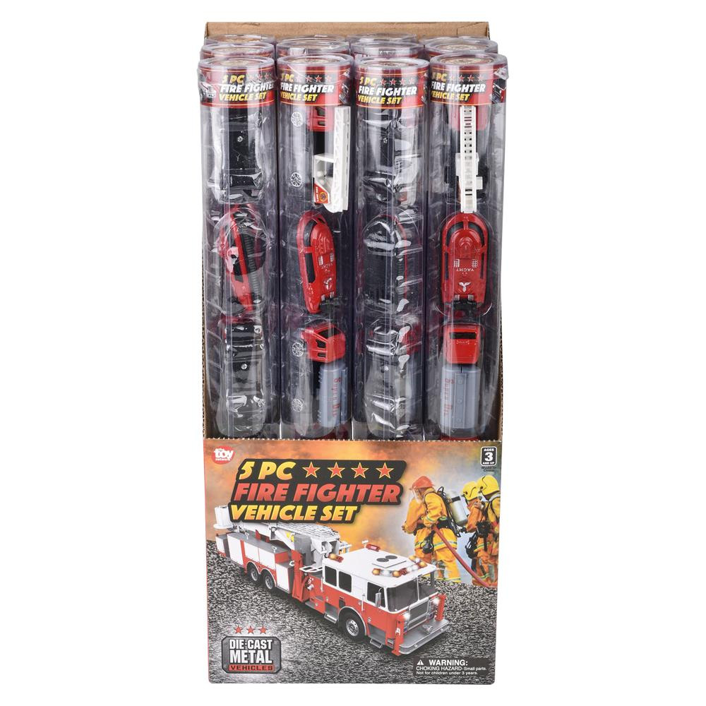 Die-Cast Fire Fighter Vehicle Tube Set 5 pc | WRB Sales Wholesale Canada