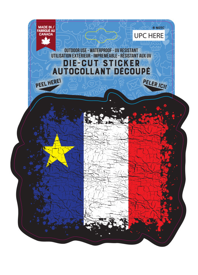 Grunge Acadian Flag Die Cut Sticker | WRB Sales Wholesale Canada
