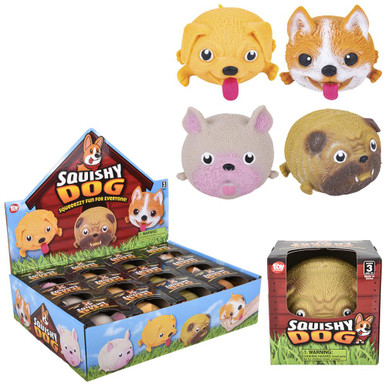 4" Squish And Stretch Puffy Dog | WRB Sales Wholesale Canada