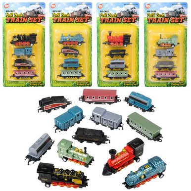2" Diecast Pull Back Mini Locomotive Train Set | WRB Sales Wholesale Canada