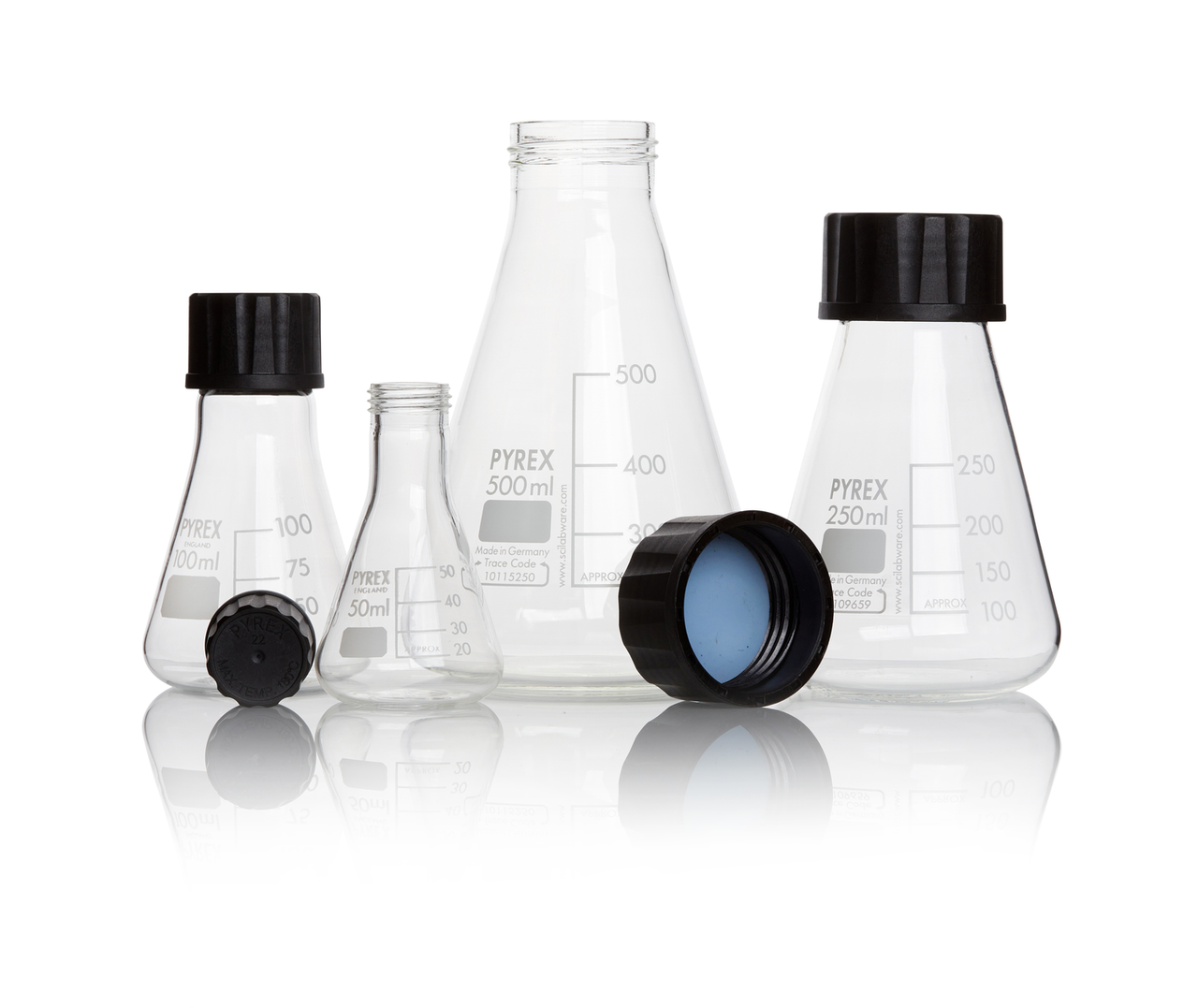 Flask 1ltr Pyrex Conical with Screw Cap EACH - Trafalgar Scientific