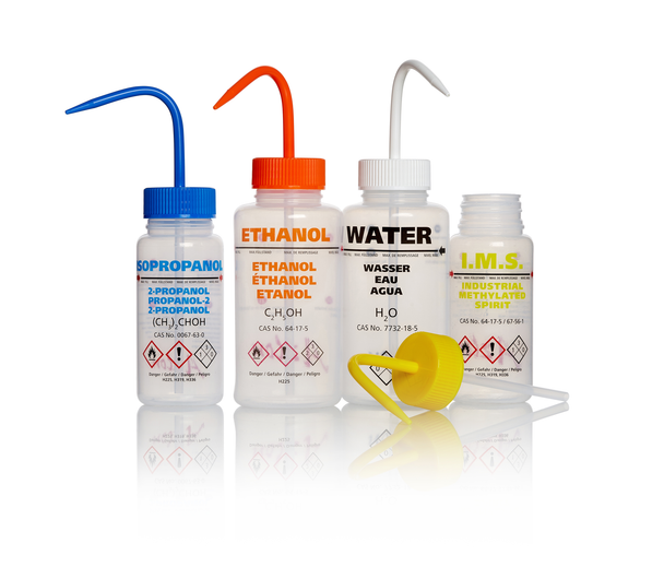 Wash Bottles 500ml LDPE for Methanol Green ML Pk 5 - Trafalgar Scientific