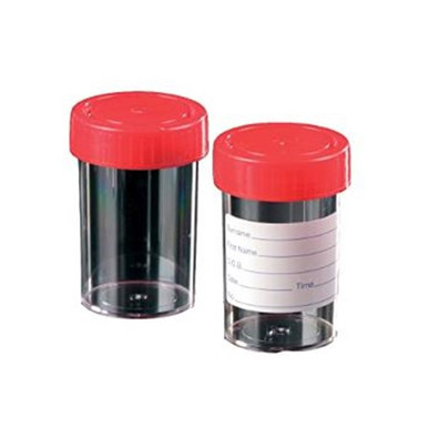 Deltalab 60ml Polystyrene Containers with red lid, No Label