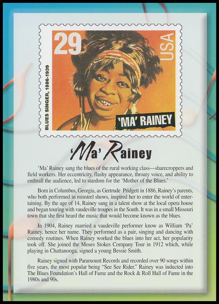 Ma Rainey Stamp : Black Heritage Series Collectible Postcard - First ...