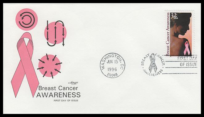 3081 / 32c Breast Cancer Awareness Artmaster 1996 First Day Cover ...