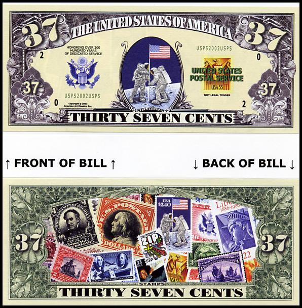Postage Stamps Philatelic USPS Set of 5 Novelty Commemorative Bills ...
