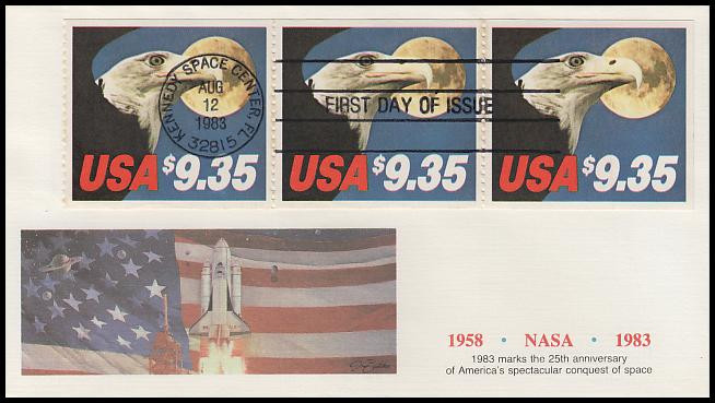 1909 / $9.35 Eagle and Full Moon Express Mail Strip of 3 Fleetwood 1983 ...
