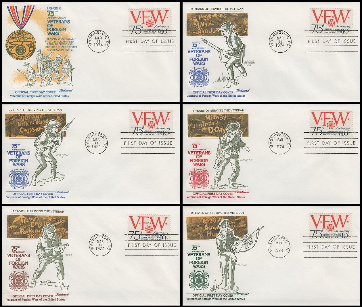 1525 / 10c Veterans of Foreign Wars Special Edition Set of 6 Different ...