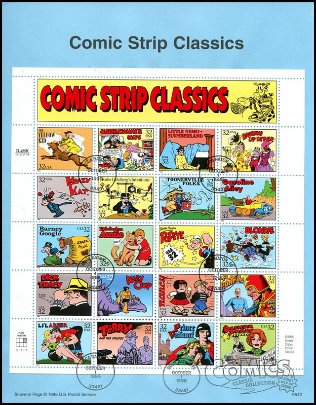 3000 / 32c Comic Strip Classics Pane of 20 : 1995 USPS #9542 Souvenir ...