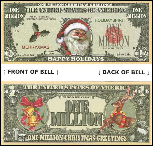 Santa Claus : Christmas Greetings 1 Million Novelty Commemorative Bill ...