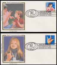 2783 - 2784 / 29c Deafness / Sign Language Set of 2 Colorano Silk 1993 ...