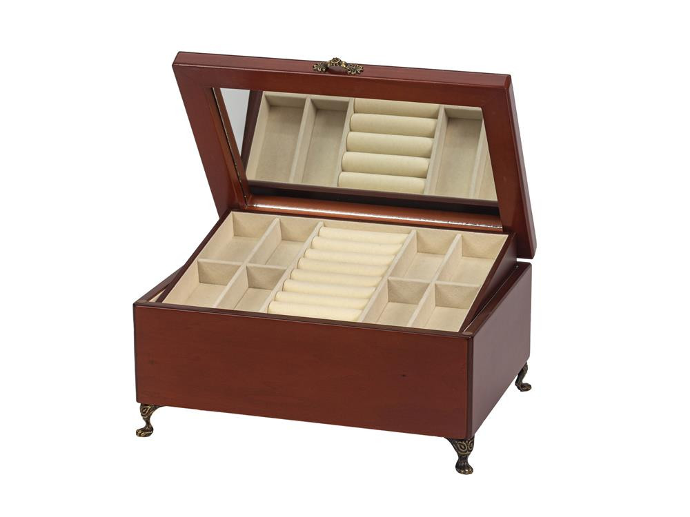 Mele & Co Mahogany Finish Jewellery Box