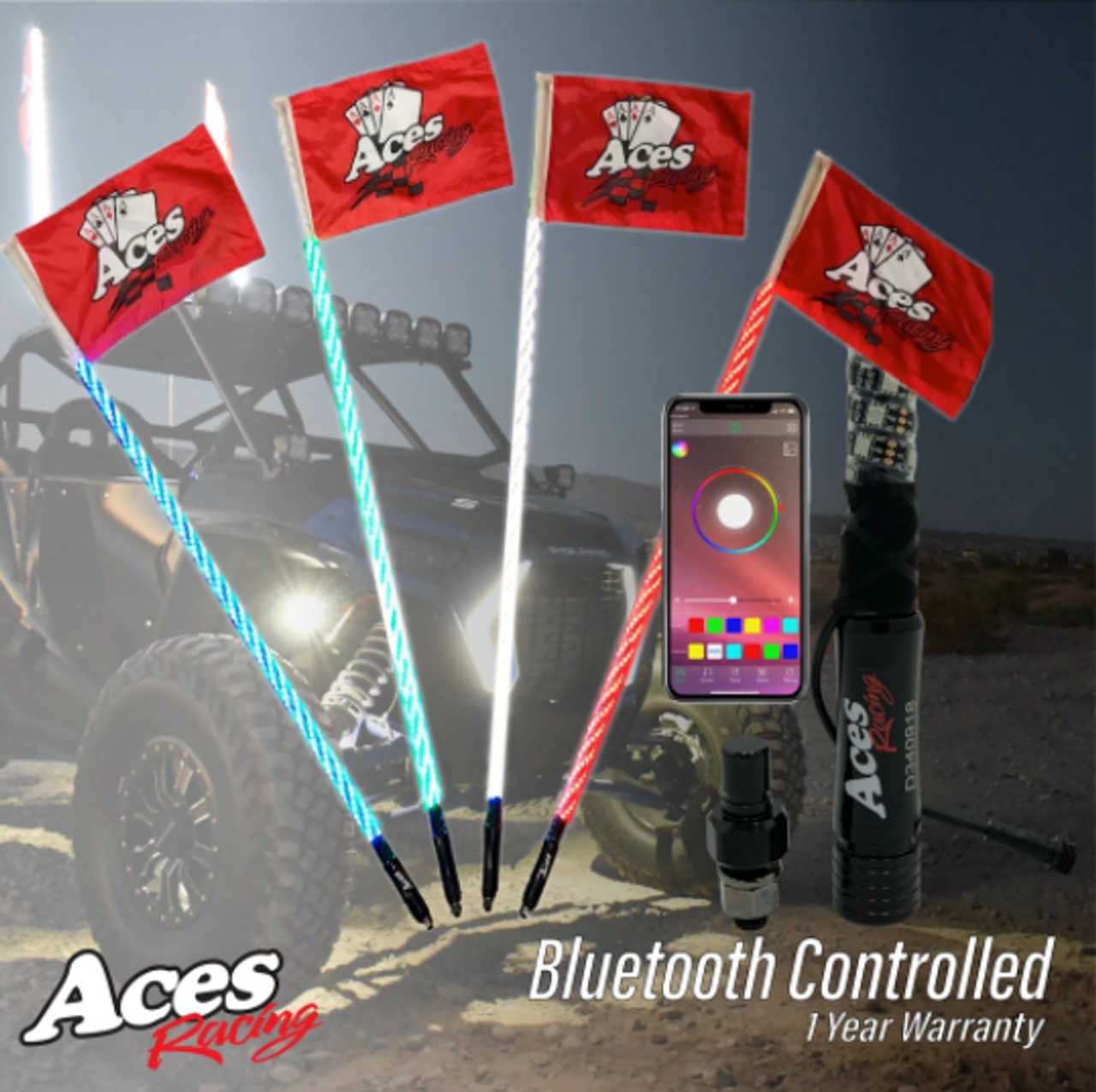 Can Am Bluetooth Deluxe Lighted Whips Eco Aces Racing Bluetooth