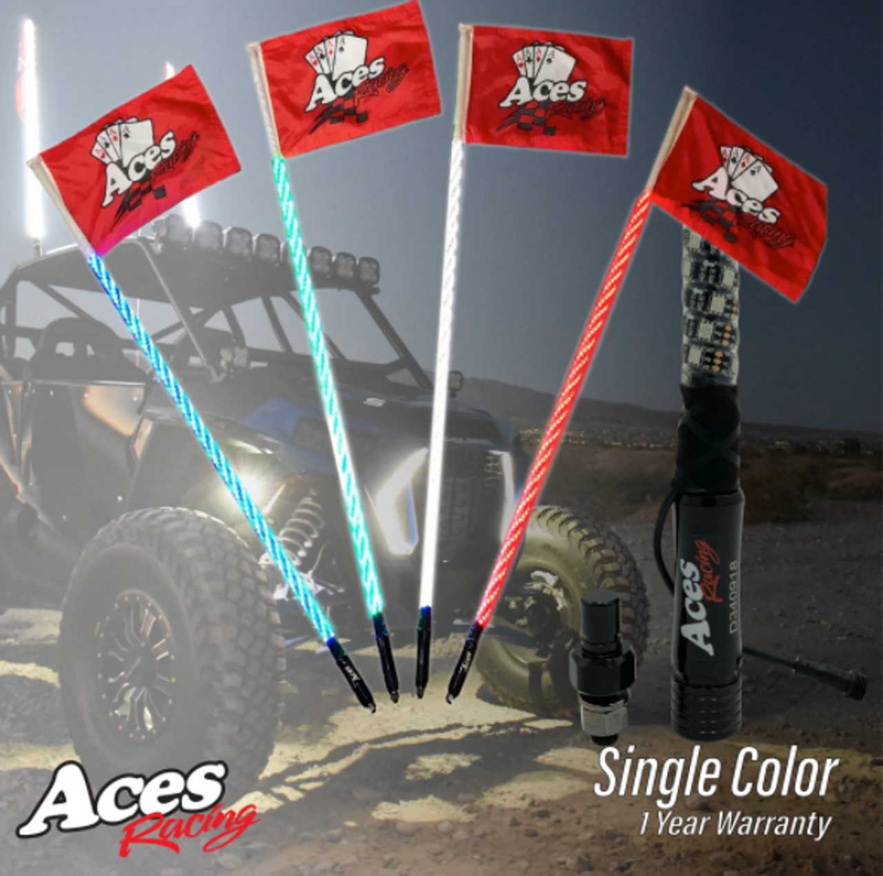 Can Am Deluxe Lighted Whips Single Colors Aces Racing