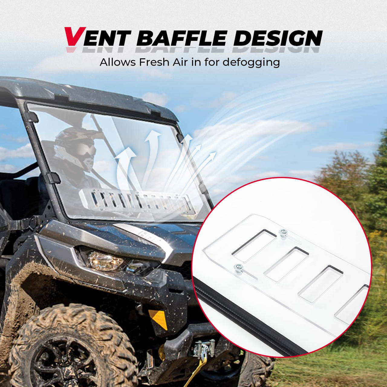 Can-Am Defender Rear & Front Vented Full Windshield by Kemimoto B0110 ...