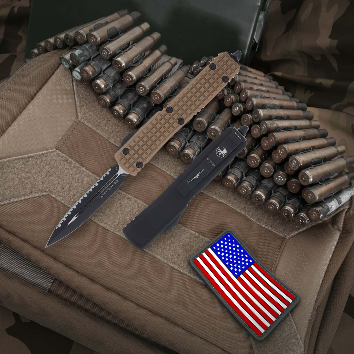 Microtech Signature Series Ultratech Tan Frag - 3.35in Black Dagger ...