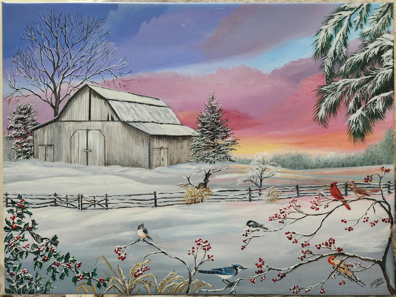 Snowscape Sunrise - original - Delilah Young Art Studio
