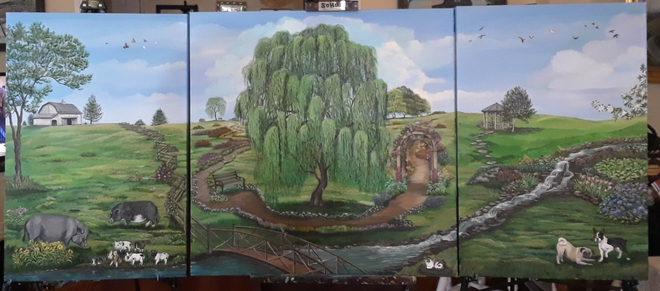 Dreamscape....Farm and Garden Triptych - Delilah Young Art Studio