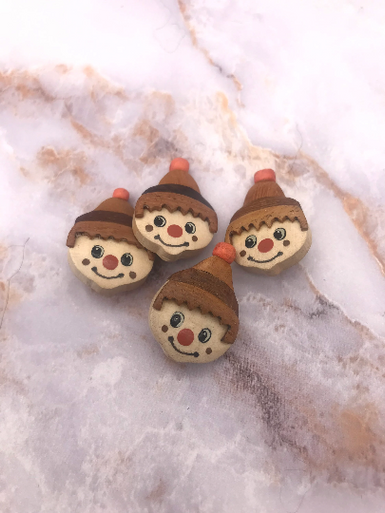 OOAK Pixie Face Wooden Buttons / Stick Chick Yarns