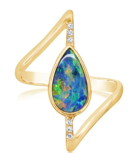 Australian Opal Asymmetrical Ring