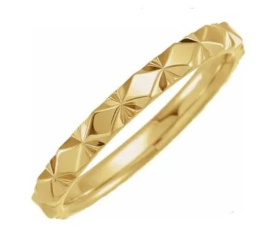 Diamond Faceted Wedding Band- Yellow Gold