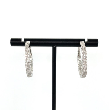 Triple Row Pave Diamond Hoops - Summerwind Jewelers